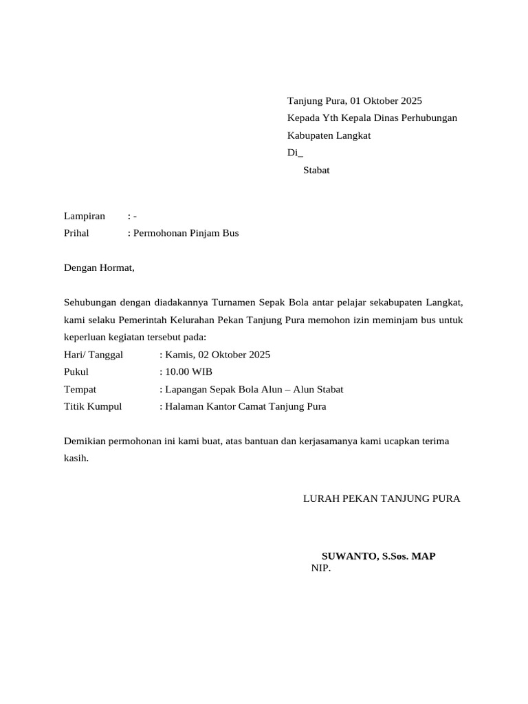 Surat Pinjam Bus | PDF