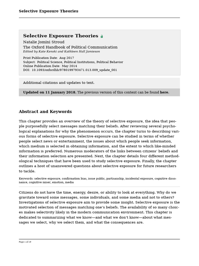 Overview of Selective Exposure Theory | PDF | Attitude (Psychology ...