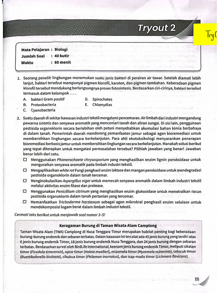 Try Out 2 Tka Biodian | PDF