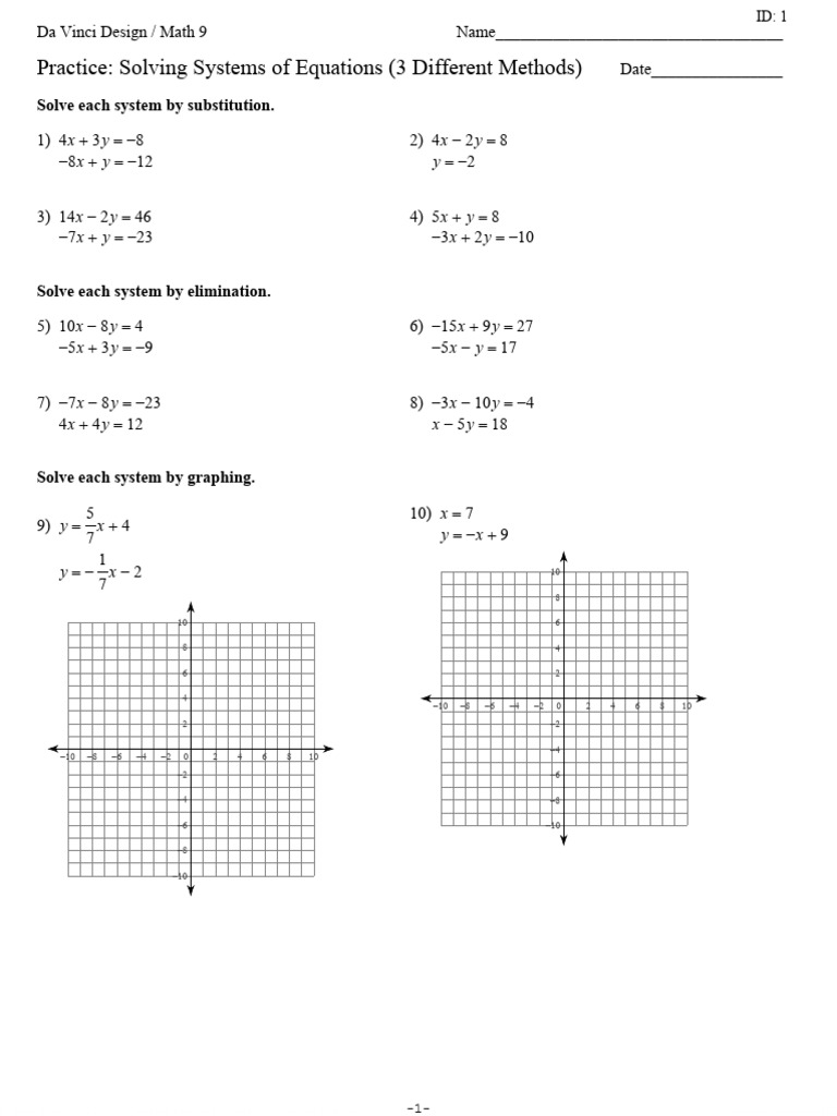 Practice: Solving Systems of Equations | PDF | Algebra | Mathematics