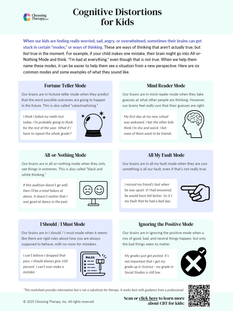 Cognitive Distortions Explained for Kids | PDF | Mental Health ...