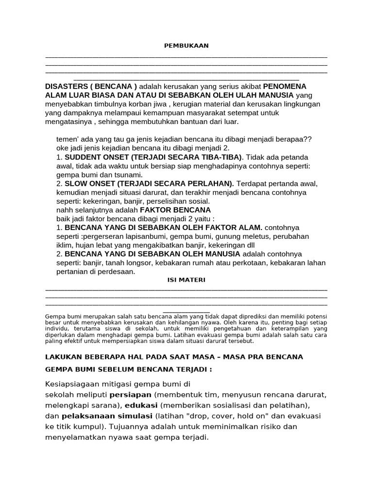 Asb Kanesa Gempa Bumi' | PDF