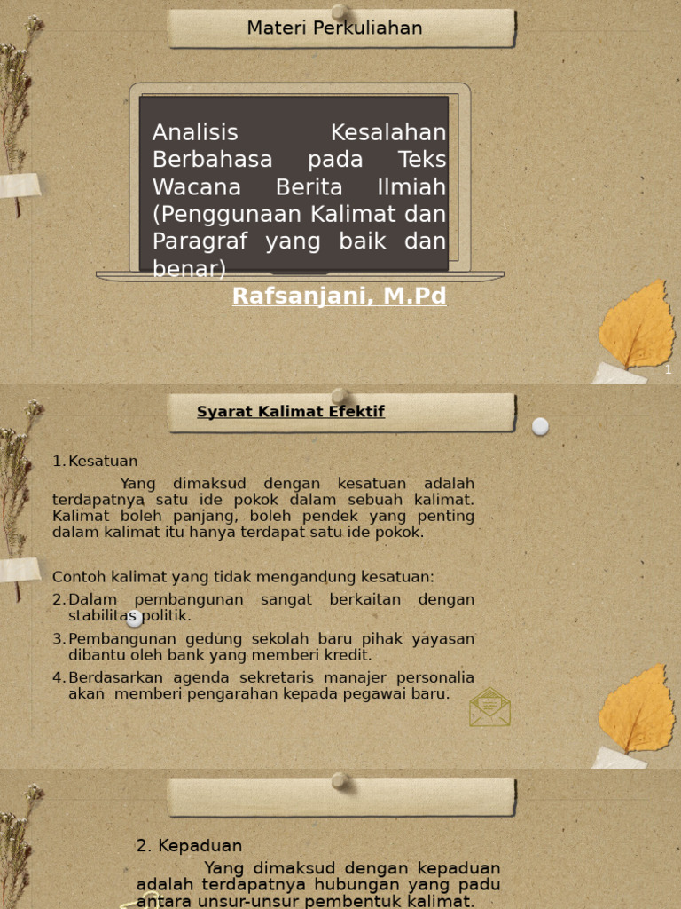 Analisis Kalimat-Paragraf) Teks Laporan Pada Wacana Ilmiah | PDF