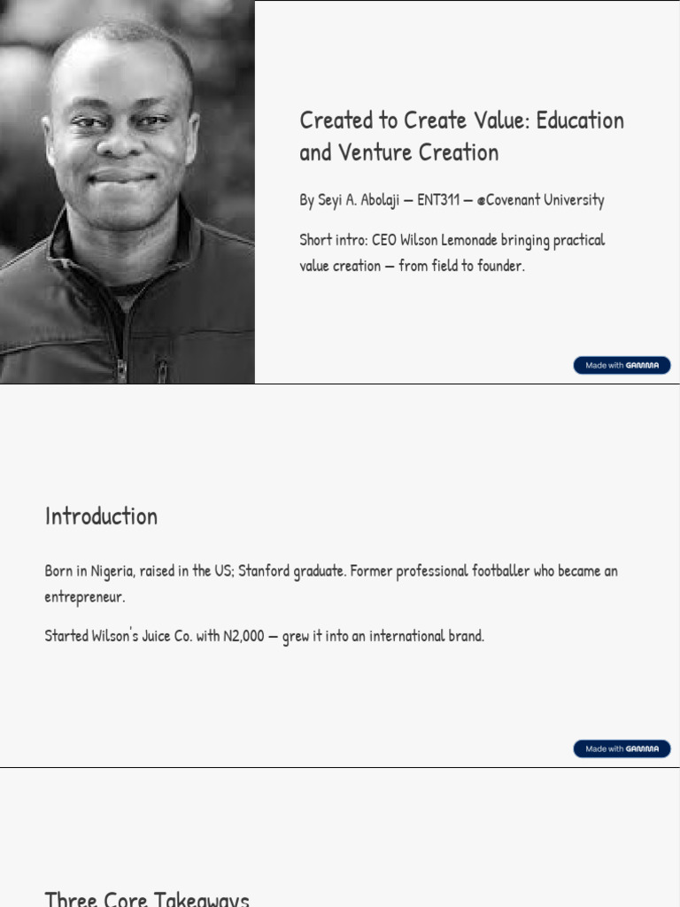 Created To Create Value Education and Venture Creation Oct 2025 | PDF ...