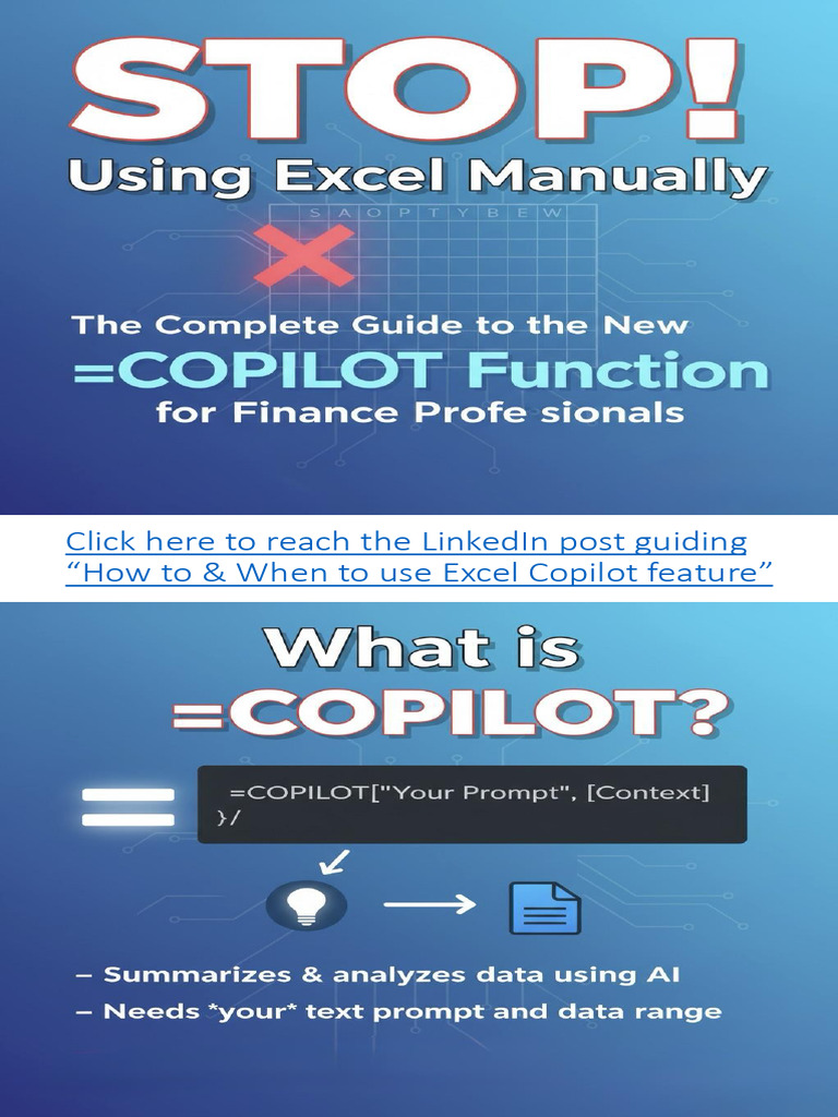Excel Copilot: Usage Guide | PDF