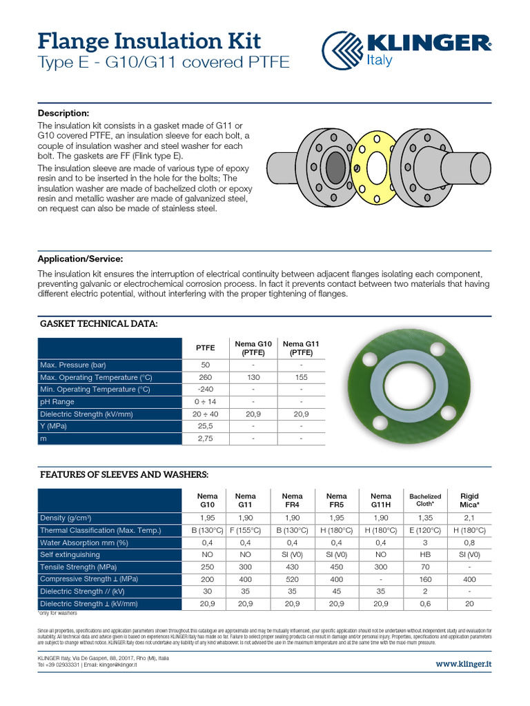 Klinger Typee g10-11 Covered Ptfe Eng | PDF | Insulator (Electricity ...