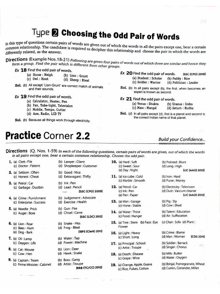 Ssc Odd One Out Pdf