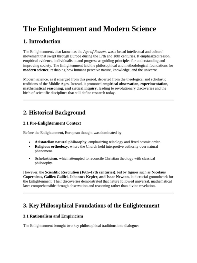 The Enlightenment and Modern Science | PDF | Age Of Enlightenment | Science