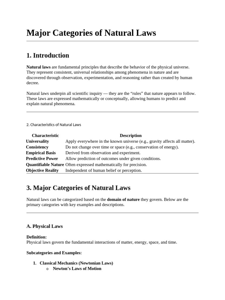 Overview of Major Natural Laws | PDF | Universe | Classical Mechanics