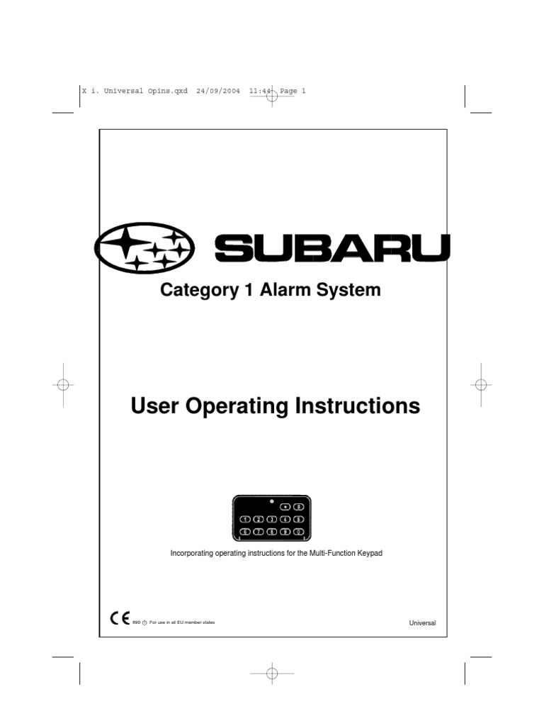 Subaru Alarm Manual | PDF
