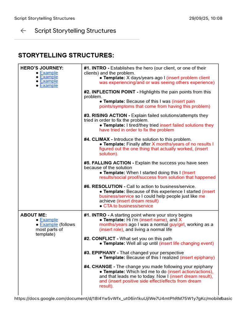 Storytelling Structures for Scripts | PDF