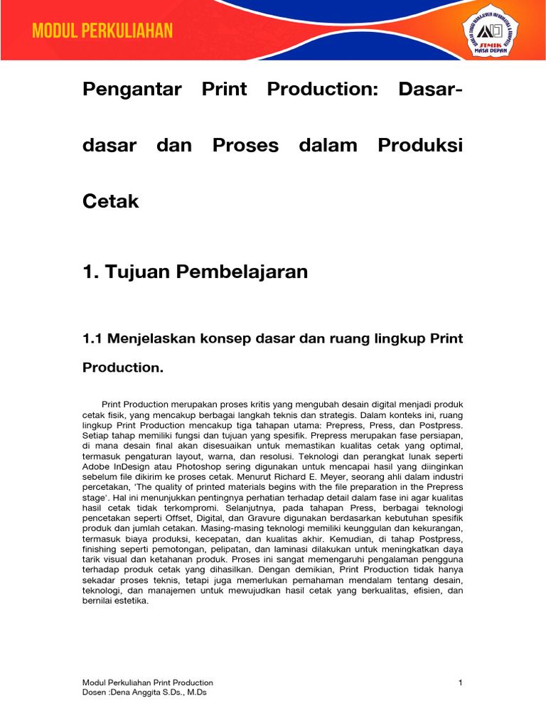 Modul 1 Pengantar Print Production-20251010095335 | PDF