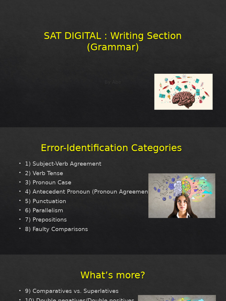 SAT Writing Section: Grammar Guide | PDF | Verb | Plural