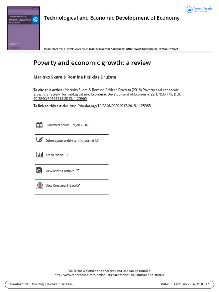 Poverty and Economic Growth: A Review | PDF | Economic Growth ...