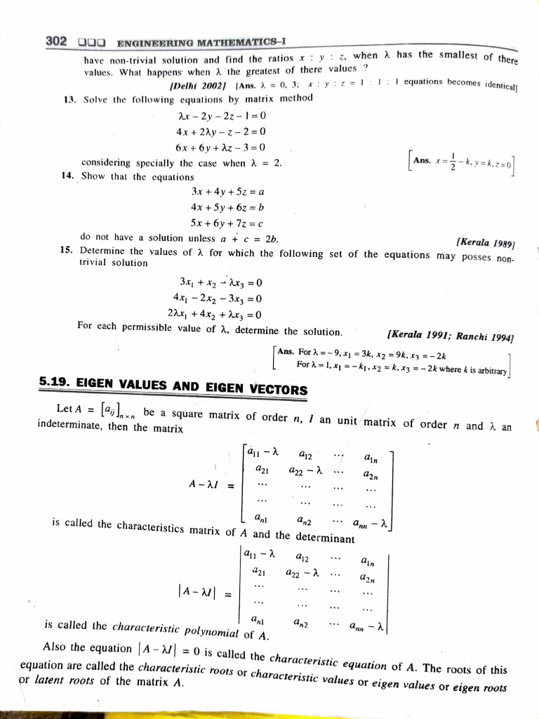 Eigen Values Eigen Vectors | PDF | Eigenvalues And Eigenvectors | Matrix (Mathematics)