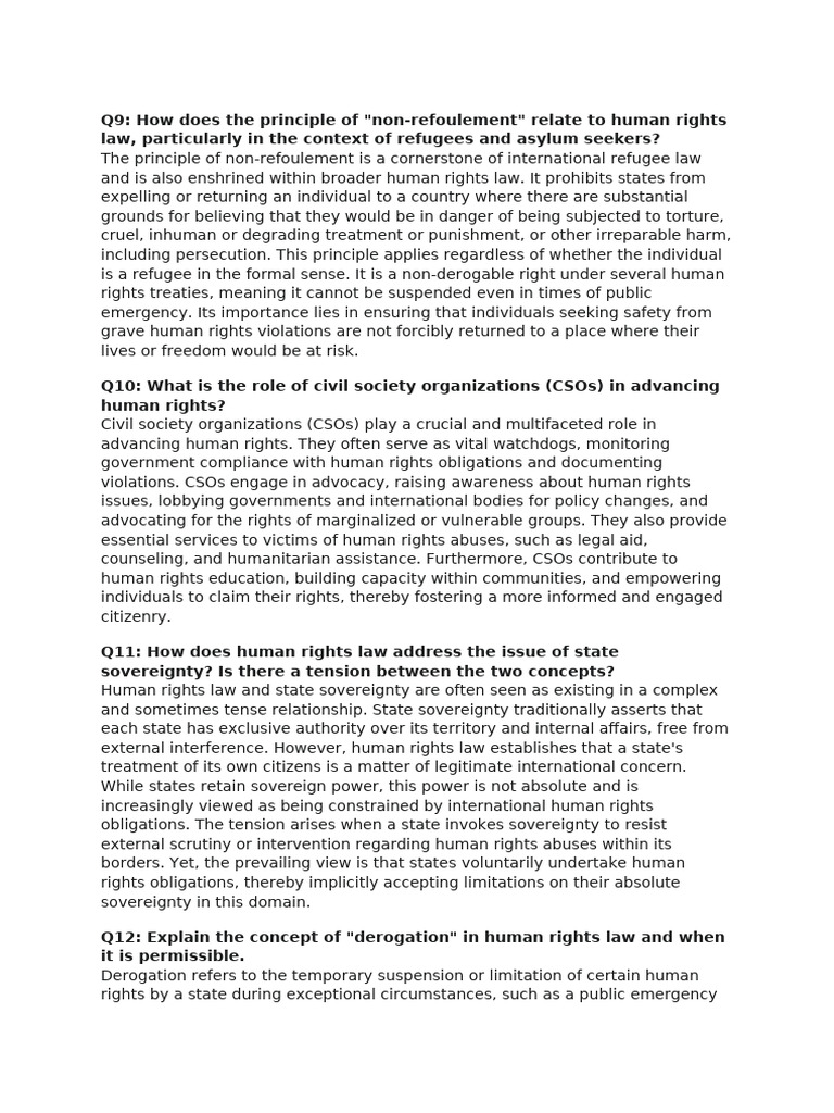 Law112 Notes With Answers | PDF | Human Rights | International ...