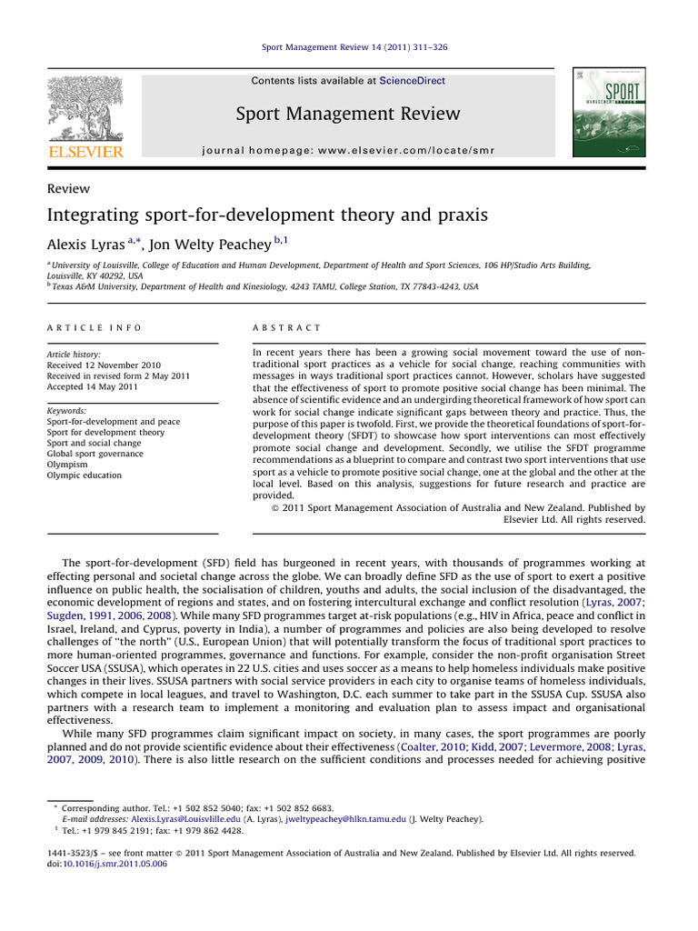Sport-for-Development Theory Review | PDF | Liberal Arts Education ...
