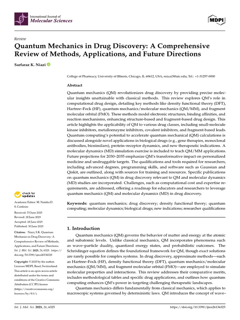 Quantum Mechanics in Drug Design | PDF | Hartree–Fock Method | Density ...