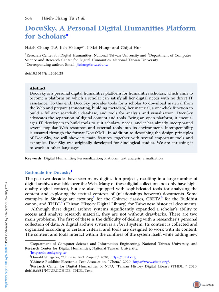 Docusky A Personal Digital Humanities Platform For Scholars | PDF ...