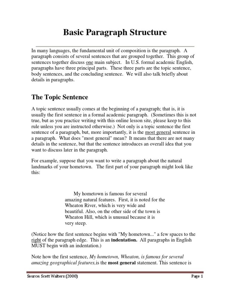 Basic Paragraph Structure | Paragraph | Cognitive Science