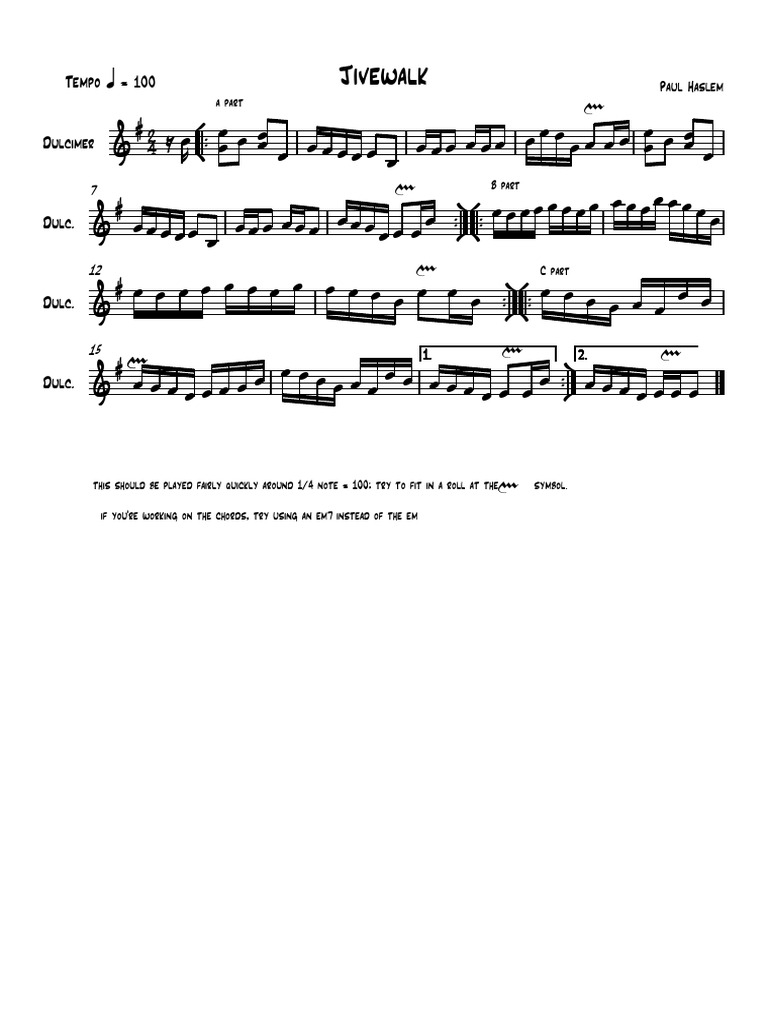 Jive Walking Dulcimer Arrangement | PDF