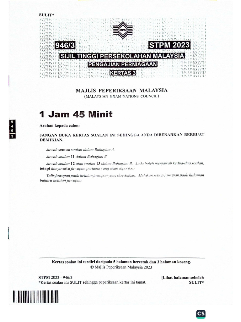 PP Sem 3 STPM 2023 | PDF