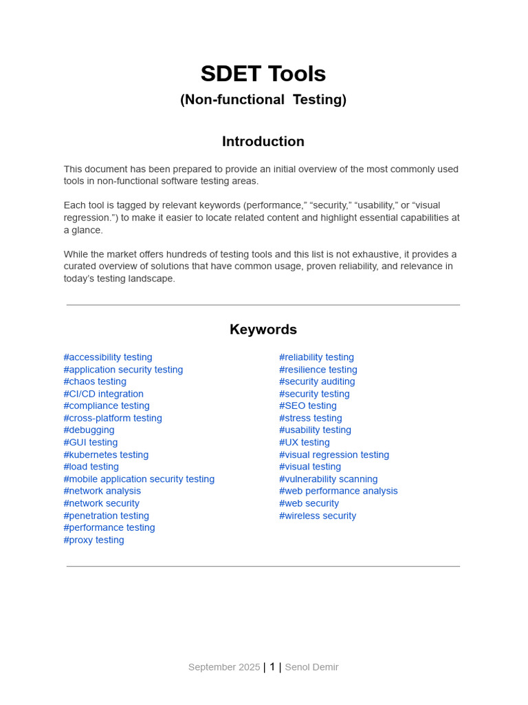 SDET Tools (Non-Functional) | PDF | Security | Computer Security