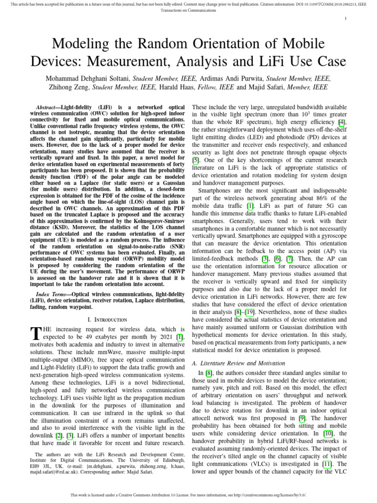 1-Modeling The Random Orientation of Mobile Devices | PDF | Normal ...