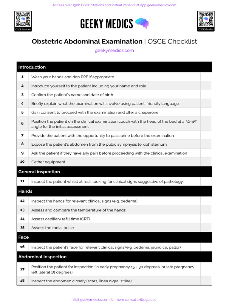 Obstetric Abdominal Examination Guide | PDF | Medical Specialties ...