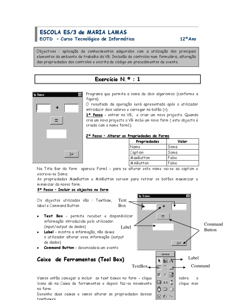 Exercícios Do Visual Basic | PDF | Basic | Tempo