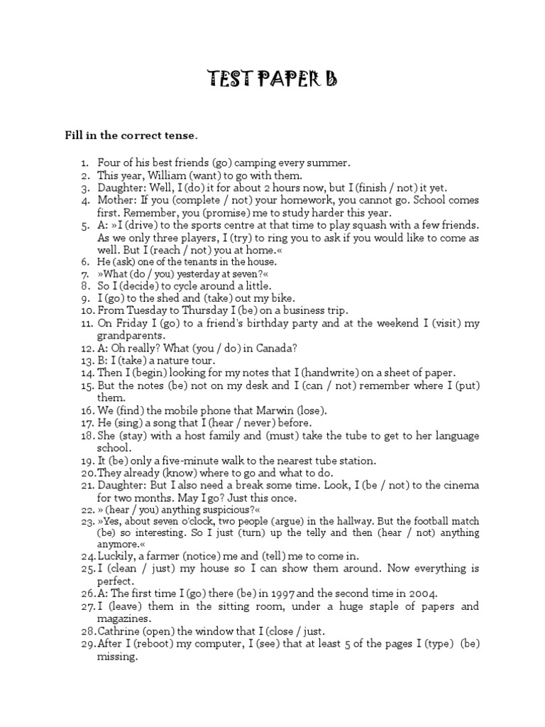 Test Paper B | PDF