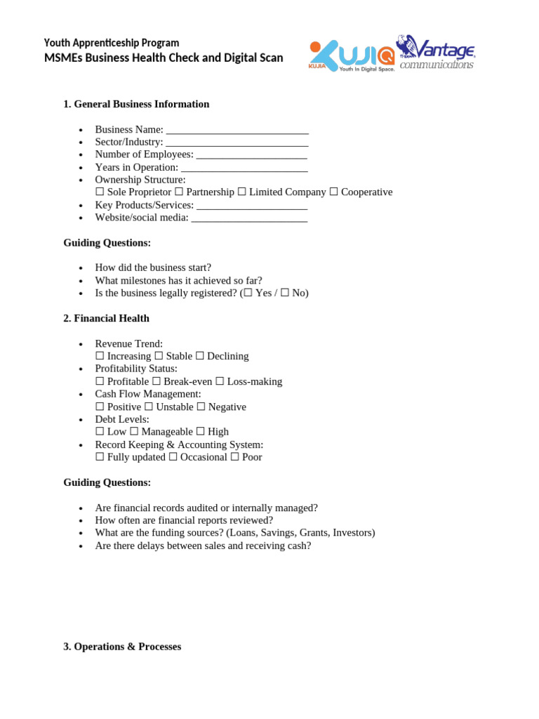 MSMEs Business Health Check and Digital QuickScan | PDF | Business ...