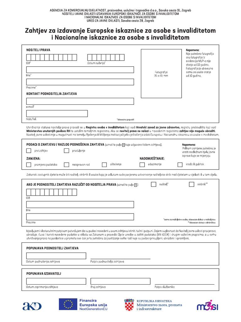 Zahtjev Za Izdavanje MOSI Iskaznice | PDF