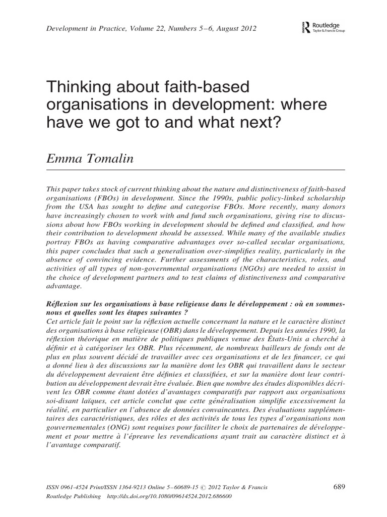 Thinking About Faith Based Organisations | PDF | Faith | Non ...