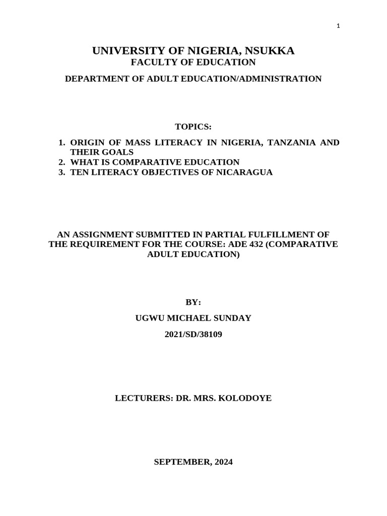 The Origin of Mass Literacy in Nigeria and Tanzania 3 | PDF | Literacy ...