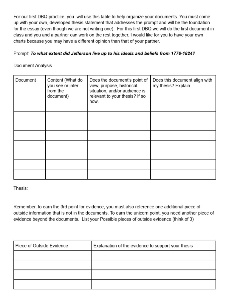 DBQ Practice: Jefferson's Ideals Analysis | PDF