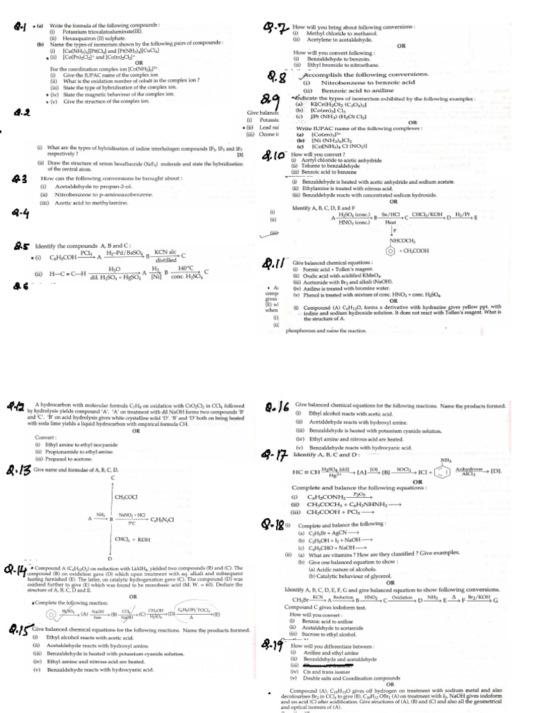Practice Paper Chemistry Xii | PDF
