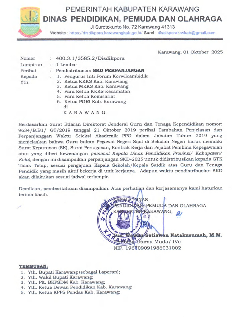 Pendistribusian SKD 2025 Karawang | PDF