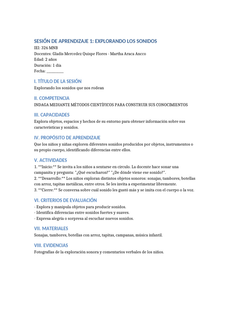 Exploración de Sonidos y Animales | PDF | Aprendizaje | Sonido