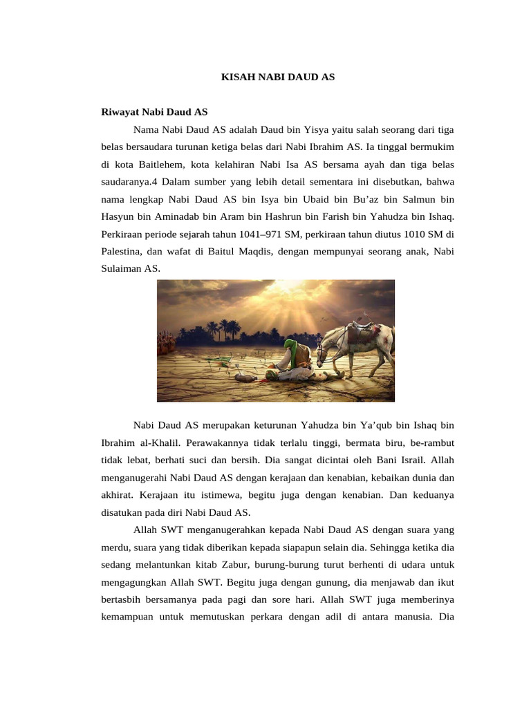 Kisah dan Mukjizat Nabi Daud AS | PDF