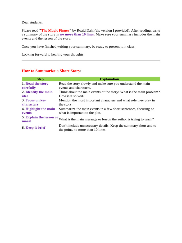 Dear Students Short Story | PDF