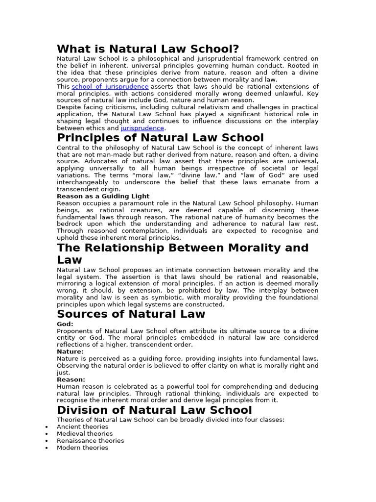 Overview of Natural Law School | PDF | Natural Law | Social Contract