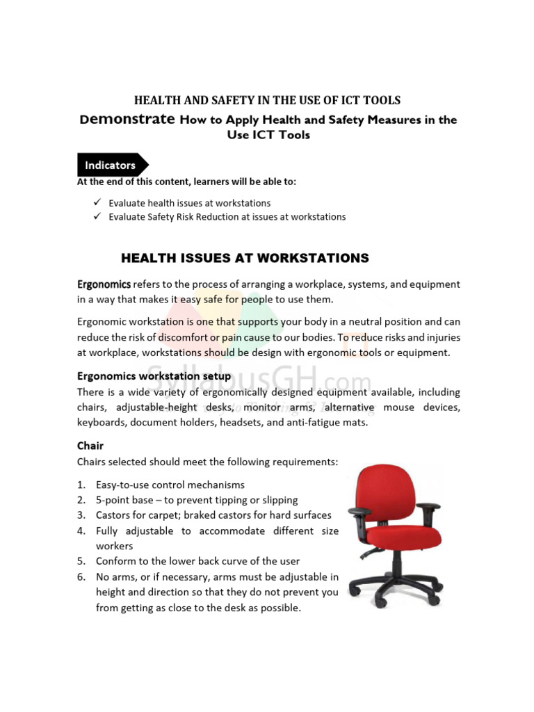 Health and Safety in ICT Workstations | PDF | Computer Keyboard ...