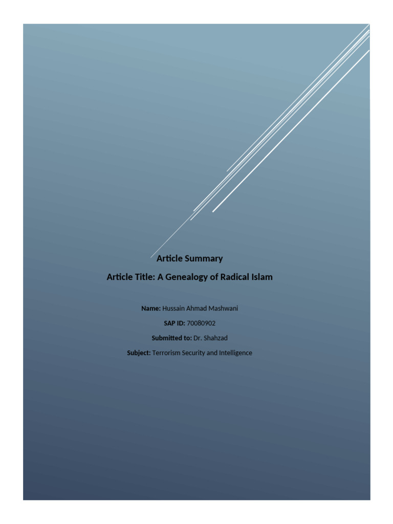 Article Title A Genealogy of Radical Islam | PDF | Islamism | Jihad