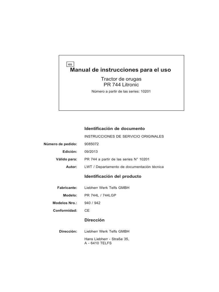 Instrucciones PR 744 Litronic Liebherr | PDF | Filtración | Refrigerante