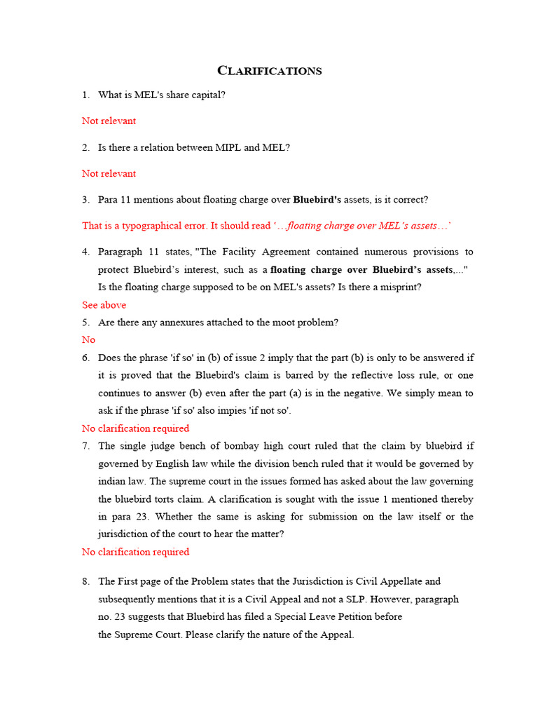 Clarifications | PDF | Liquidation | Common Law