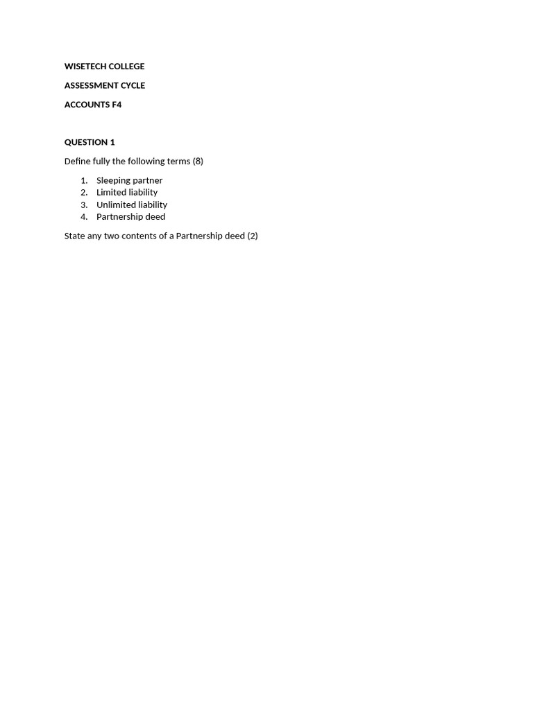 Accounts F4: Key Partnership Terms | PDF