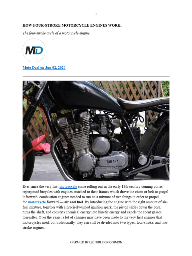 Motorcycle Hand Out 2 | PDF | Carburetor | Throttle