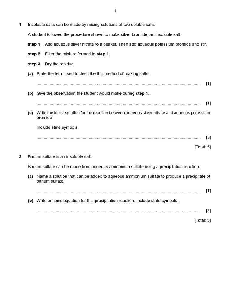Making Insoluble Salts Through Precipitation | PDF | Precipitation ...