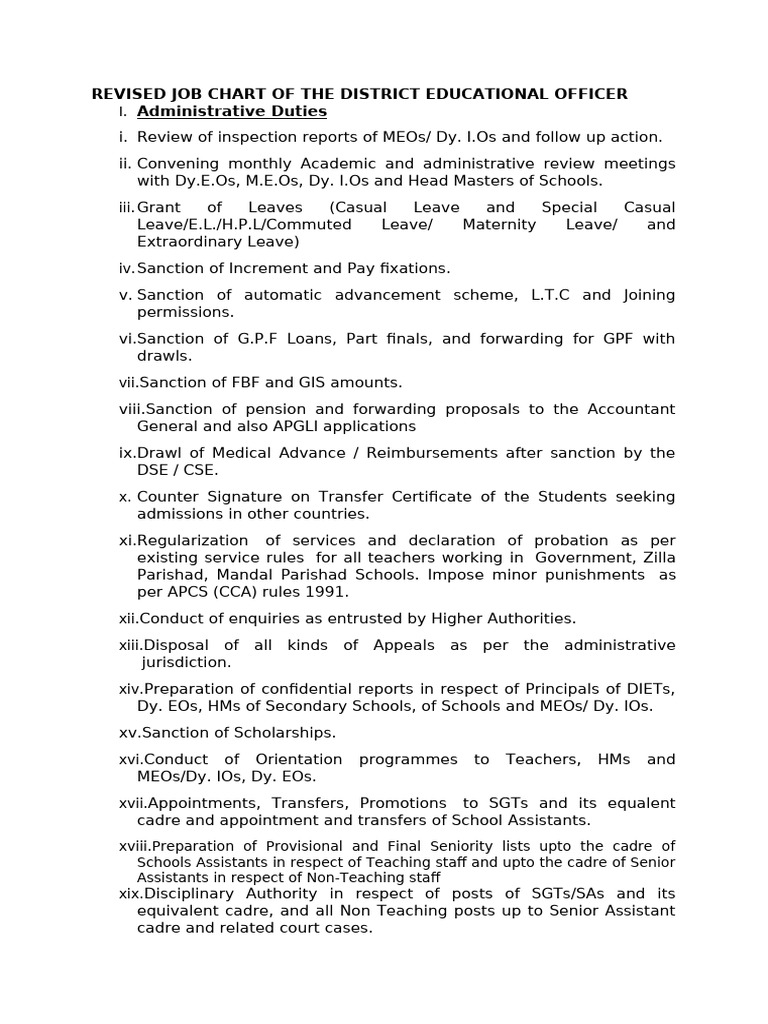 Role of District Educational Officer | PDF